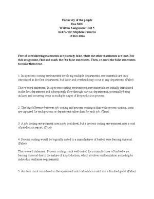 BUS 4404 Written Assignment Unit 1 - Written Assignment Unit 1 University Of The People BUS 4404 ...