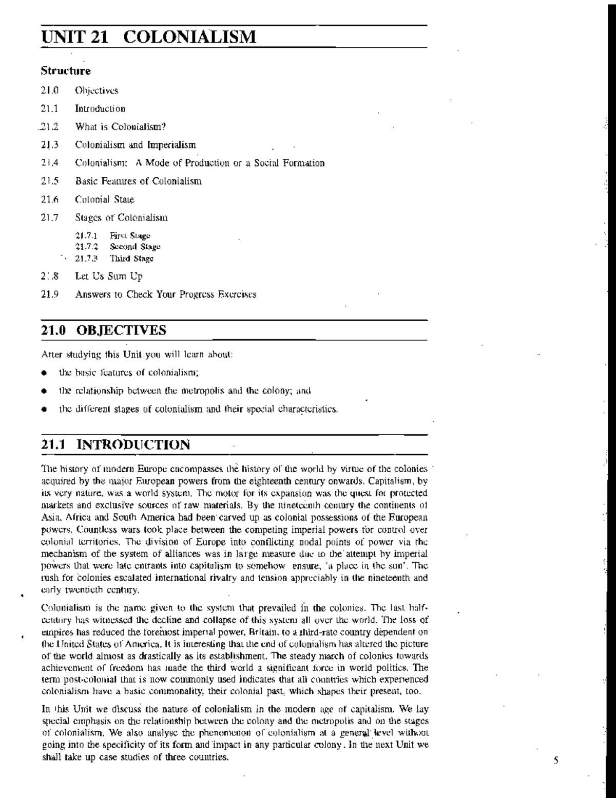 Unit-21 - UNIT 21 COLONIALISM Structure 21 Ohiectives 21 Introd~iction 21 What is Colonialism ...