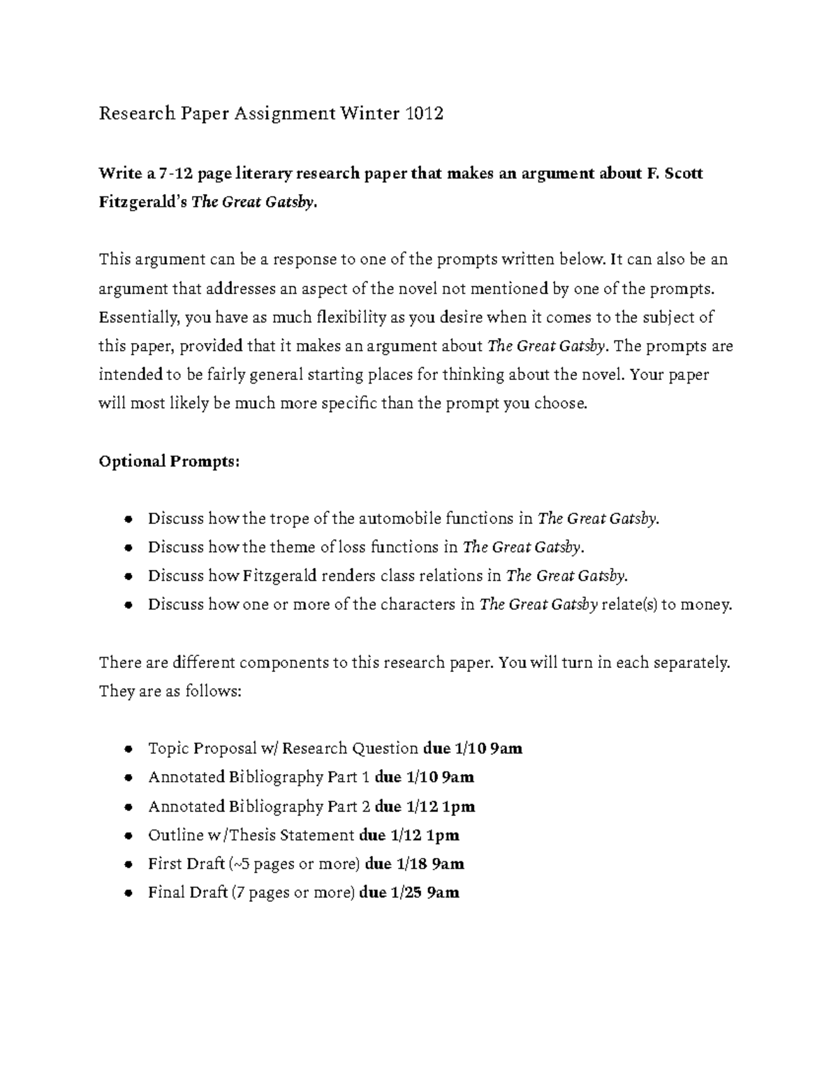 Argumentative Literary Research Paper Assignment - Research Paper ...