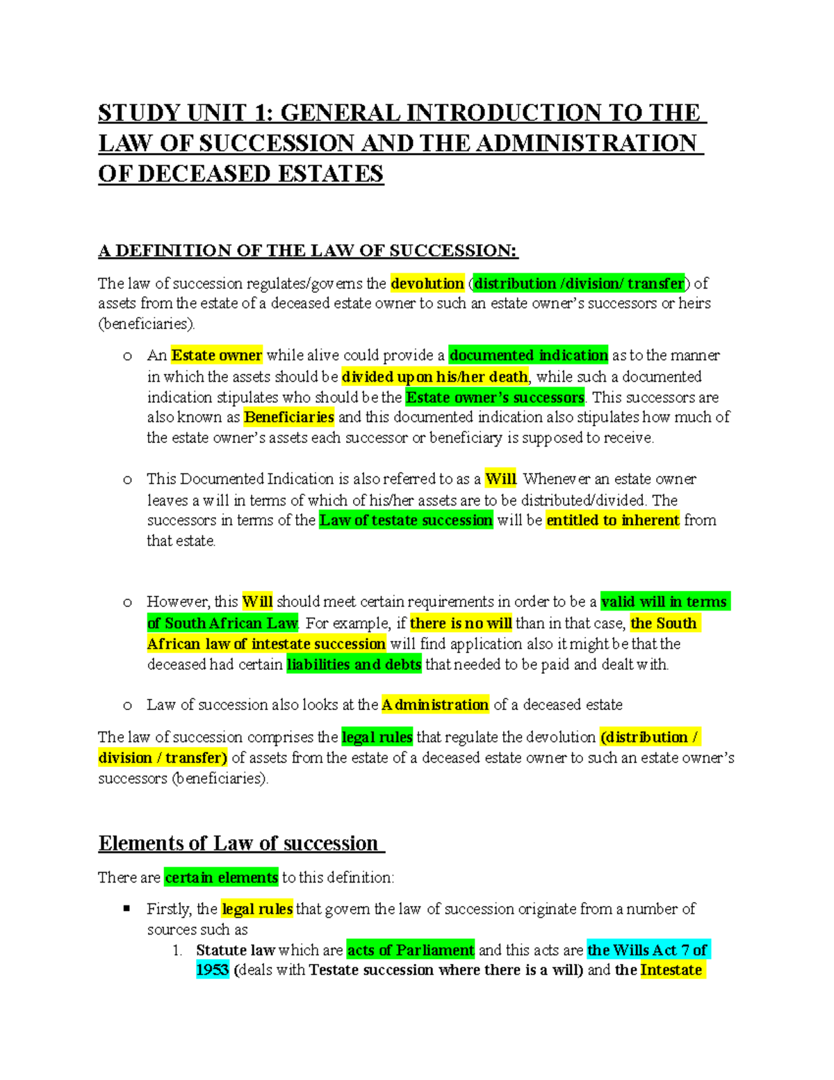 Study UNIT 1 - sccc - STUDY UNIT 1: GENERAL INTRODUCTION TO THE LAW OF ...
