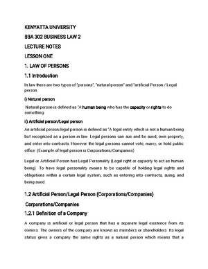Business LAW I ( Module)1 - BUSINESS LAW 1 LECTURE NOTES BY E. OBERE ...