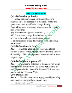 PHY101 handout complete - PHYSICS 101 AN INTRODUCTION TO PHYSICS This ...