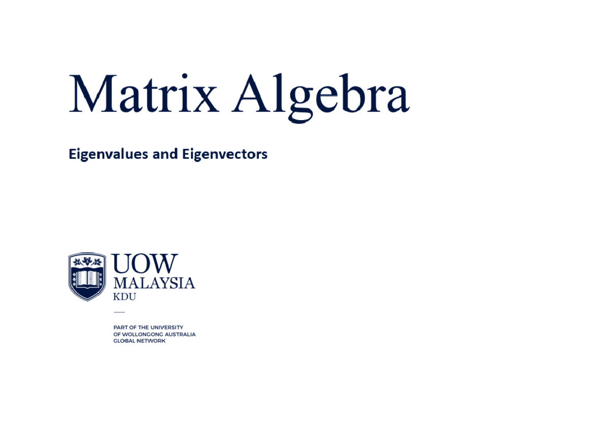 4 Matrix (Eigenvalue and Eigenvector) - Engineering Maths 2 - Studocu