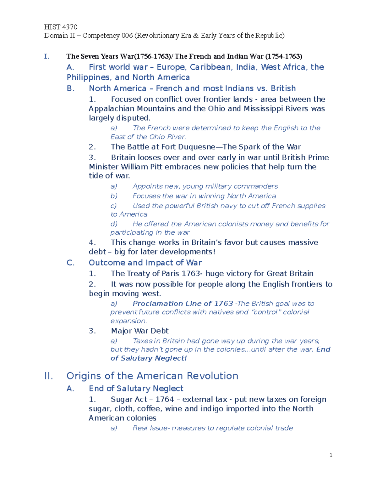 Revolutionary Era & Early Years of the Republic - Domain II ...