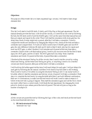 Lab 1 Report - ECEN 248 - Lab Report Lab 1 Digital Logic Gates Note ...