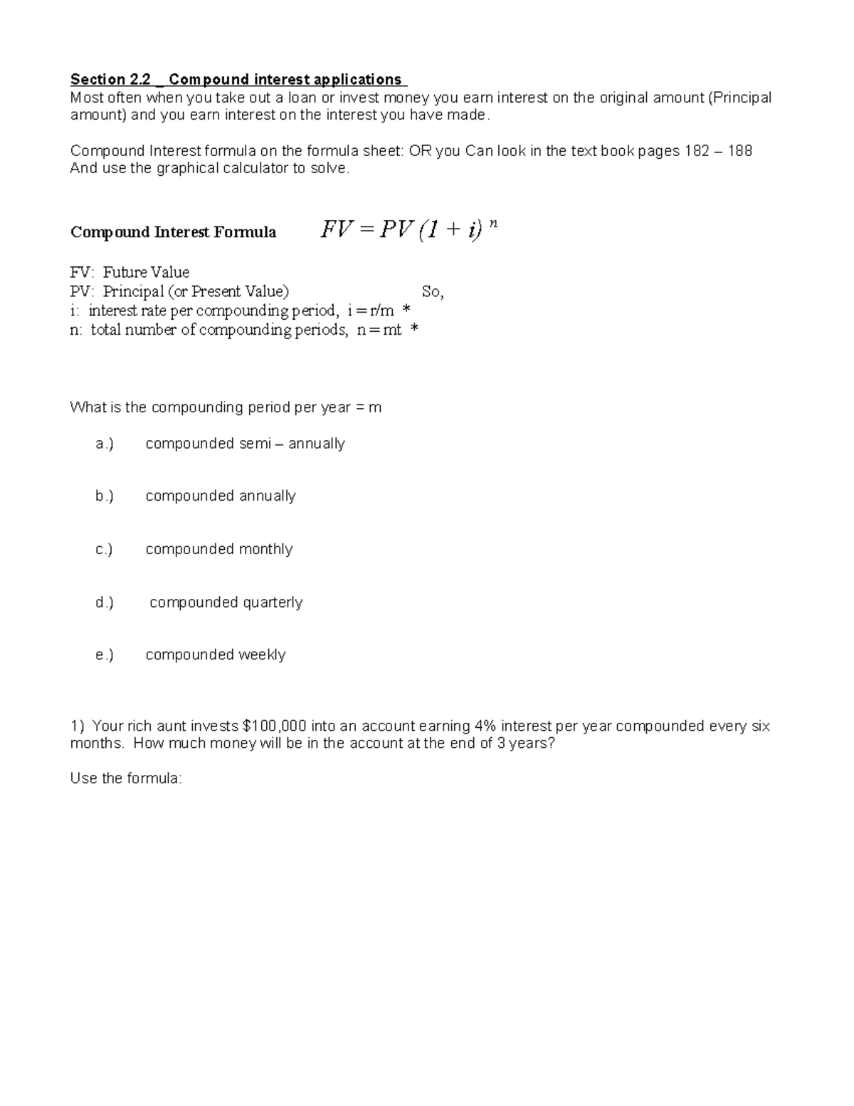2.3 notes-completed student notes - Section 2 _ Compound interest ...