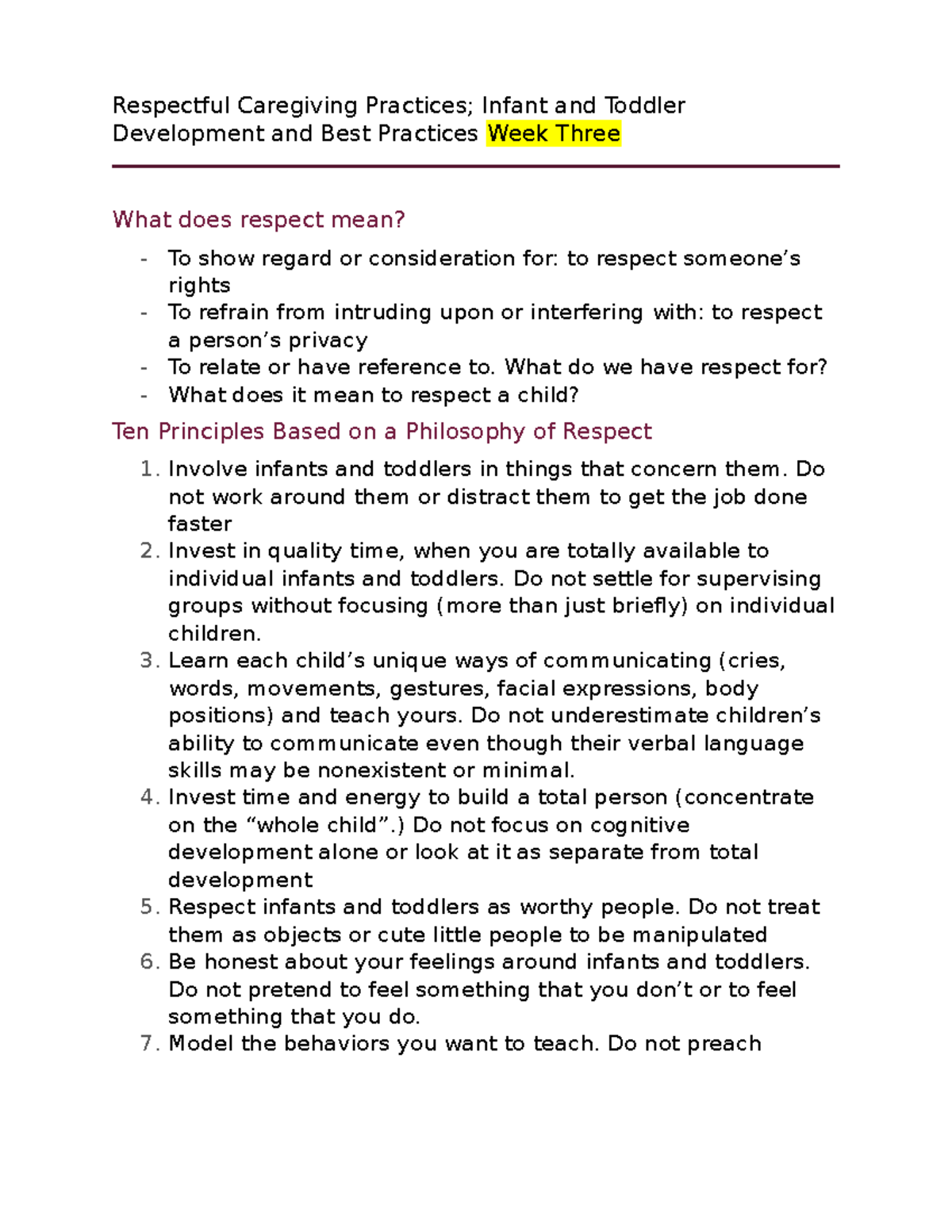 Respectful Caregiving Practices - What do we have respect for? What ...