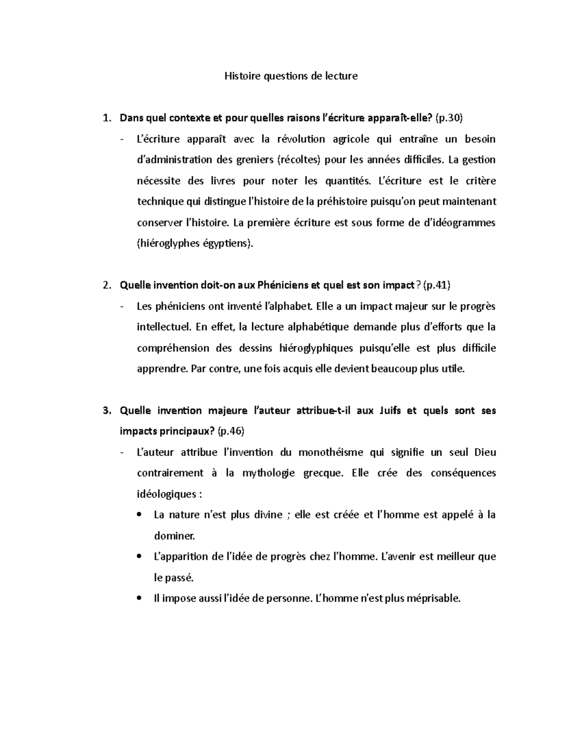 Histoire question lecture cegep sherbrooke - Histoire questions de ...