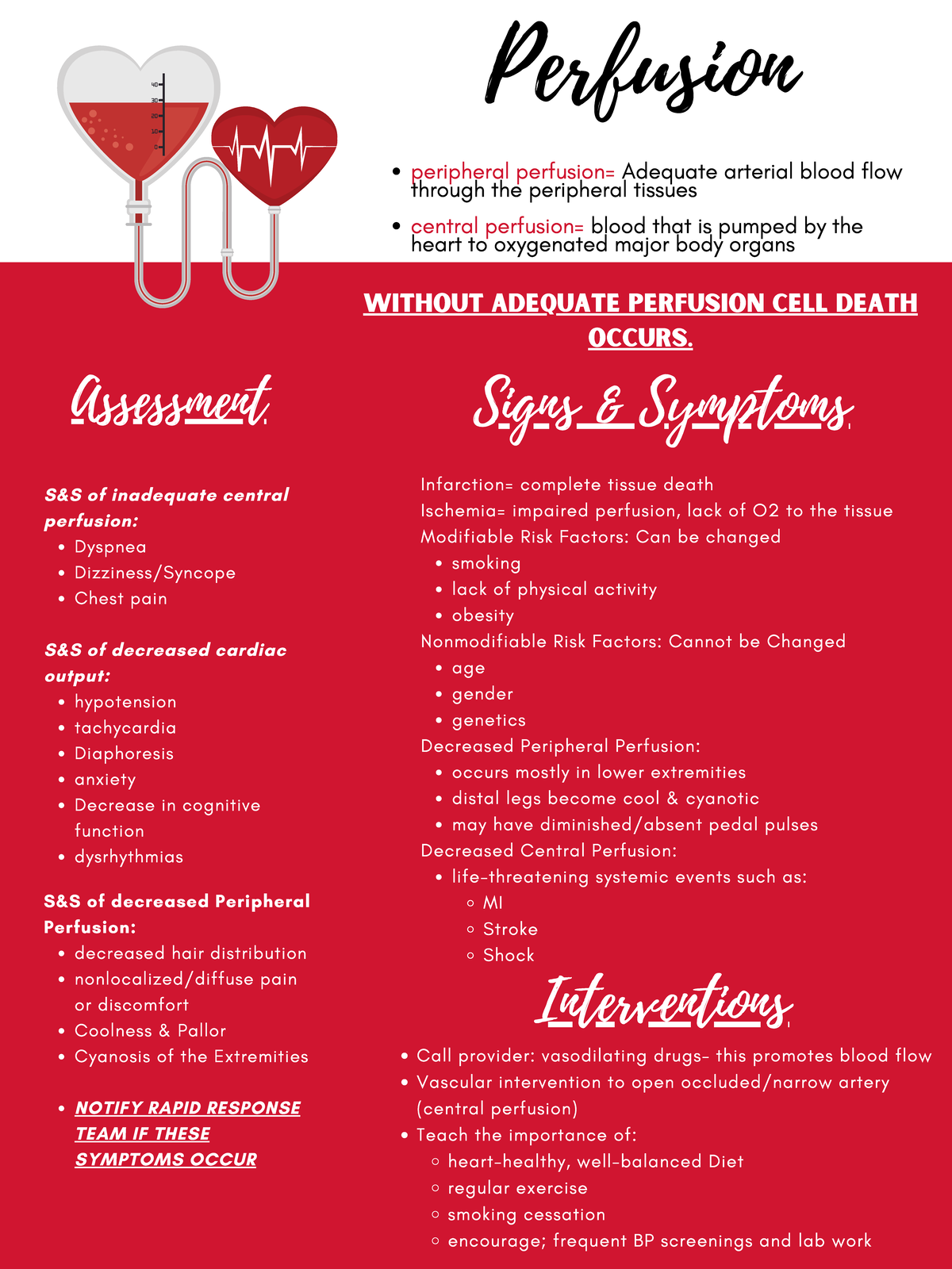 Cardiovascular Perfusion PDF - Perfusion peripheral Adequate arterial ...