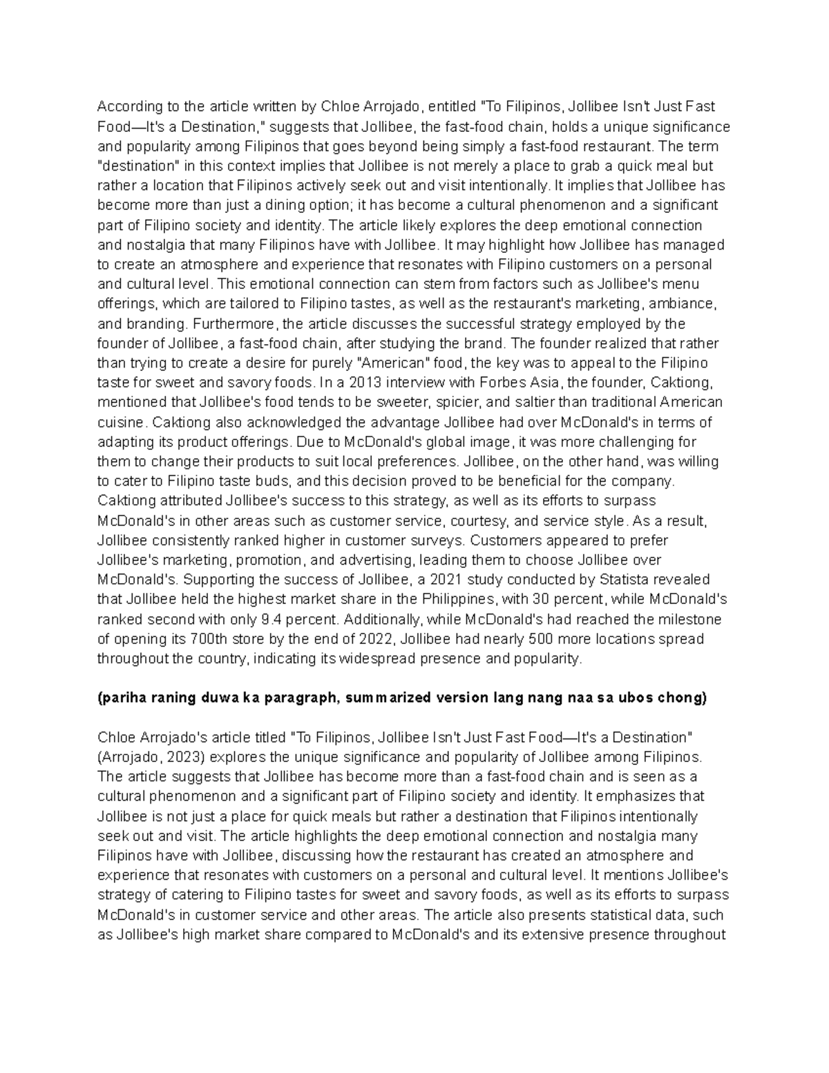 RRL's - Review Related Literature - According to the article written by ...