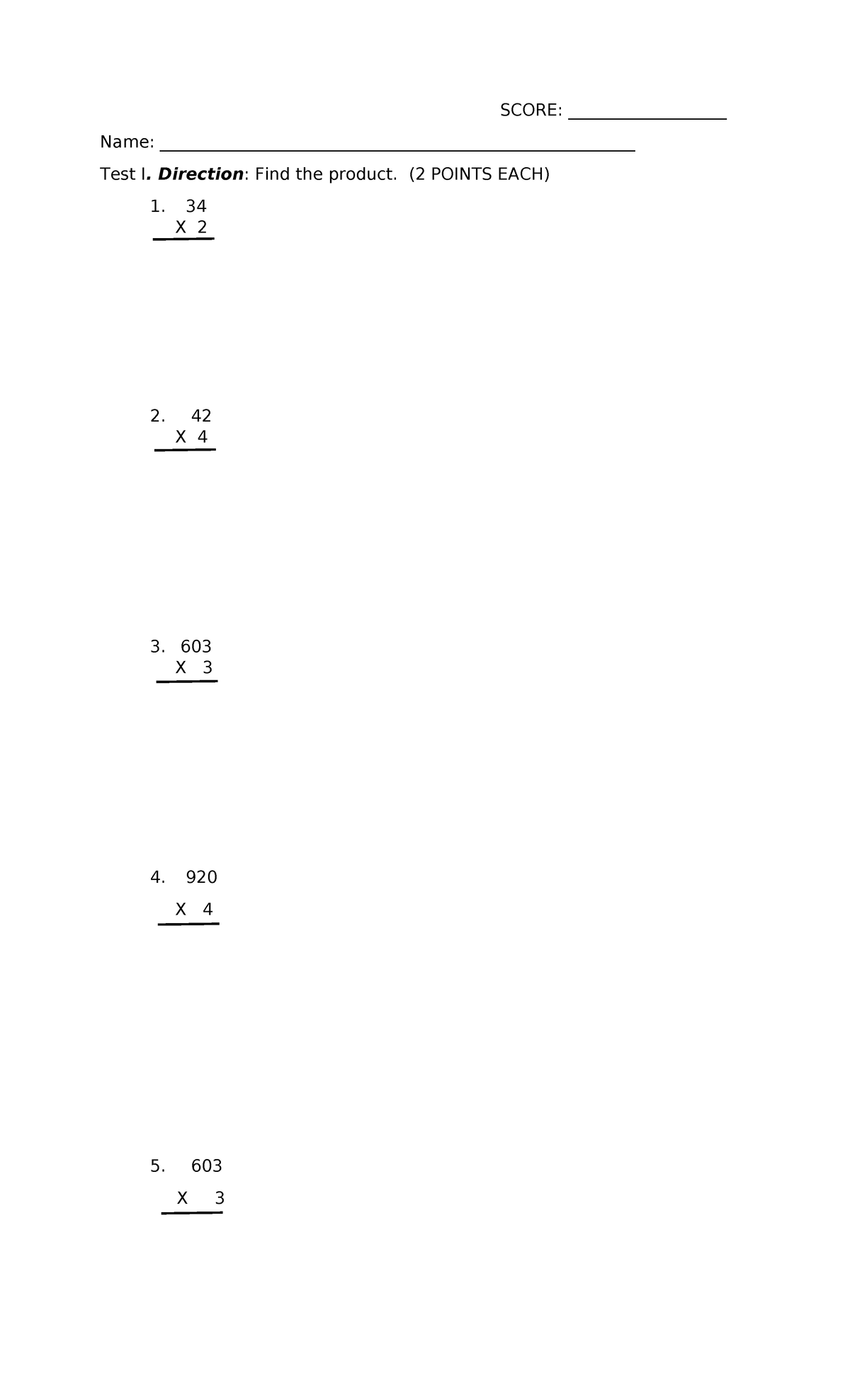 MATH 3 - SCORE: ___________________ Name ...
