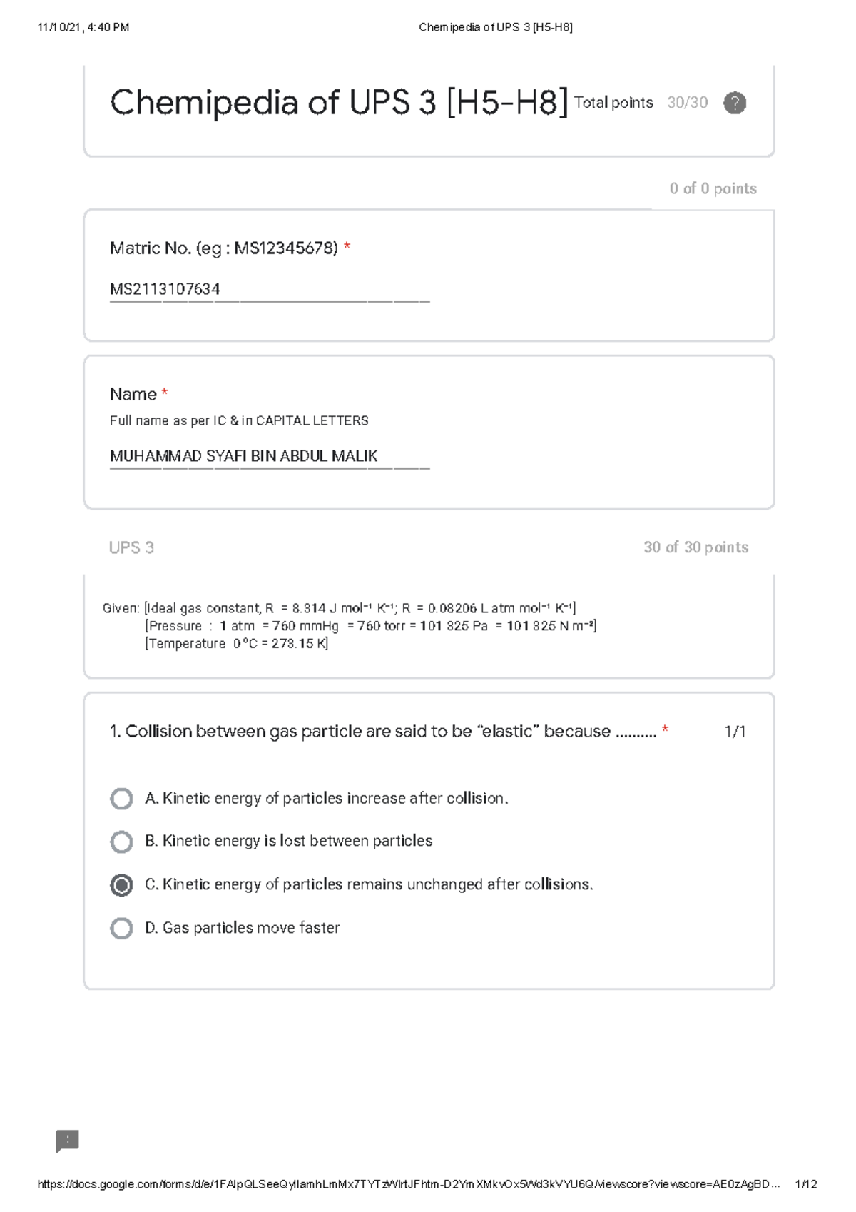 Chemipedia of UPS 3 [H5-H8] - 0 of 0 points MS MUHAMMAD SYAFI BIN ABDUL ...