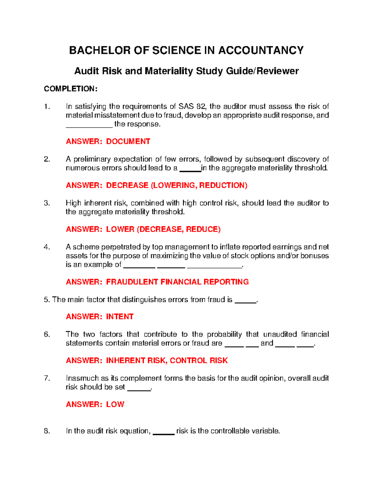 Audit-Risk-and-Materiality Completion Study-Guide Reviewer - BACHELOR ...