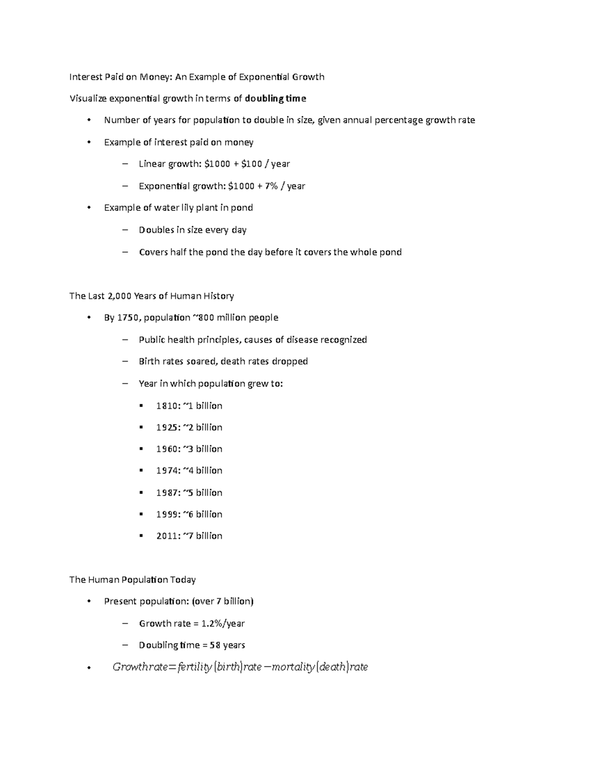 Science Lecture Notes 2 - Interest Paid on Money: An Example of ...