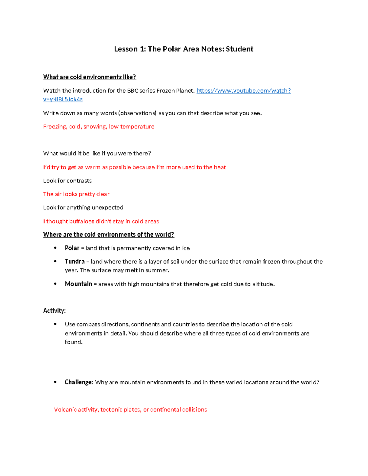 Lesson 1 The Polar Areas Notes - Lesson 1: The Polar Area Notes ...