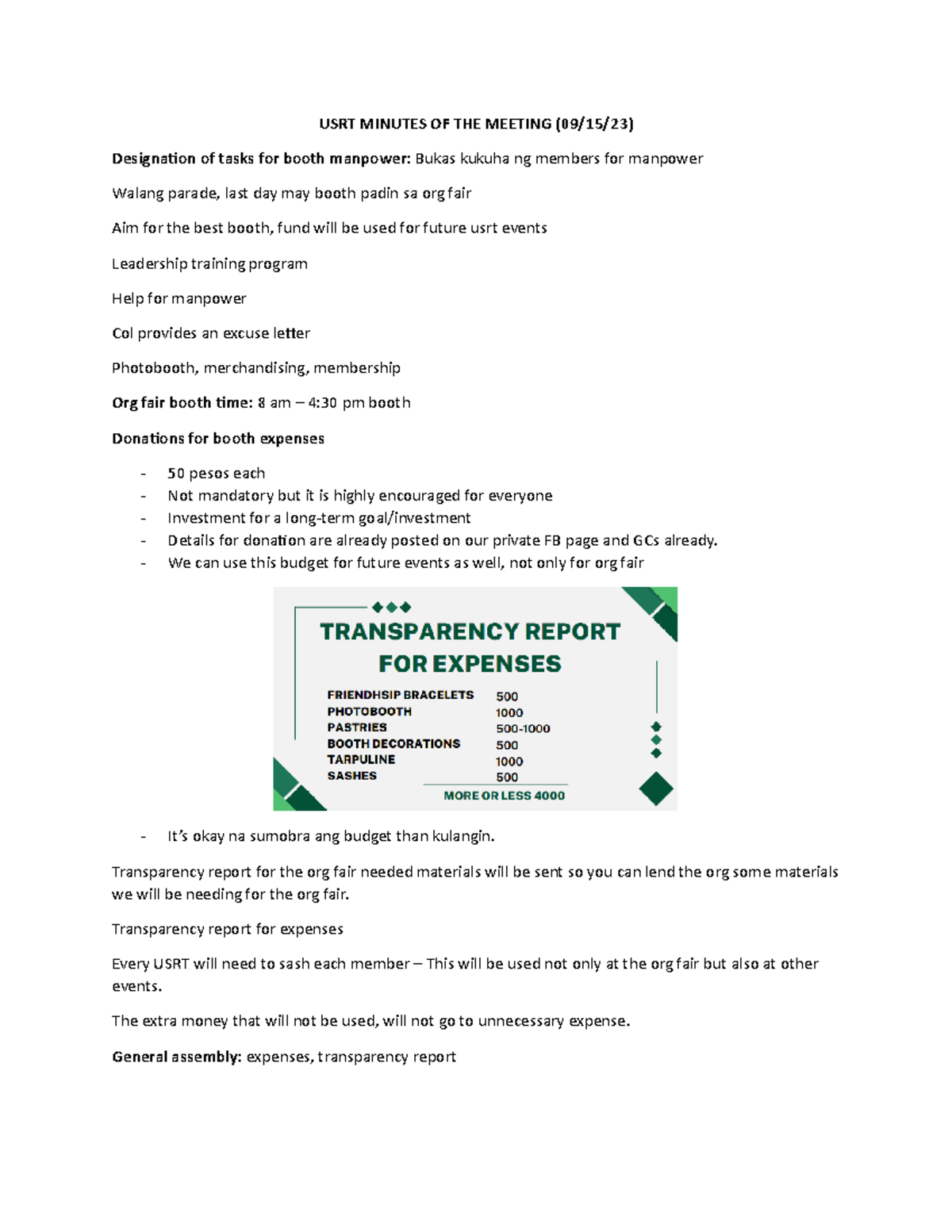 USRT- Minutes-OF-THE- Meeting 09152023 - USRT MINUTES OF THE MEETING ...