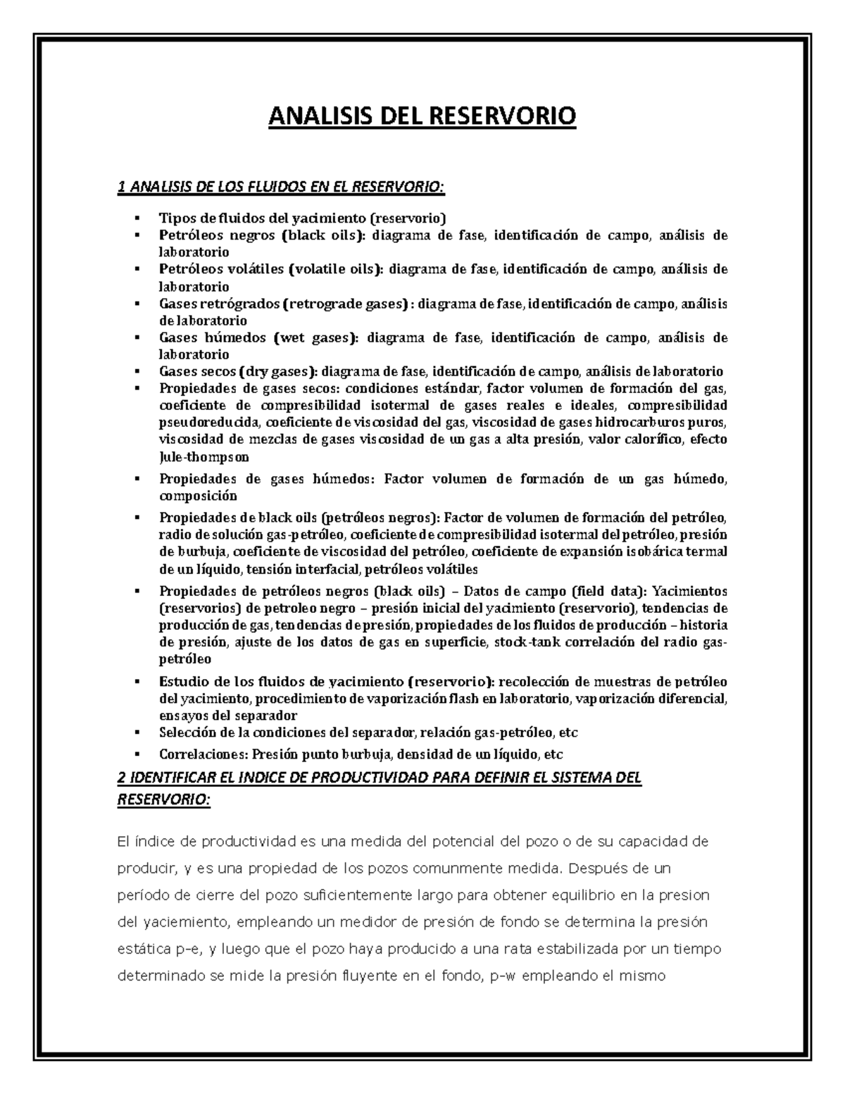 387971102 Analisis Del Reservorio - ANALISIS DEL RESERVORIO 1 ANALISIS ...
