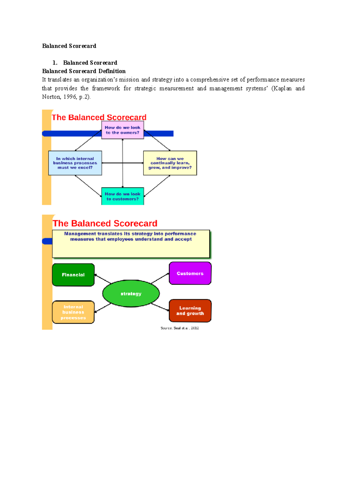 Balanced Scorecard - Balanced Scorecard Balanced Scorecard Definition ...