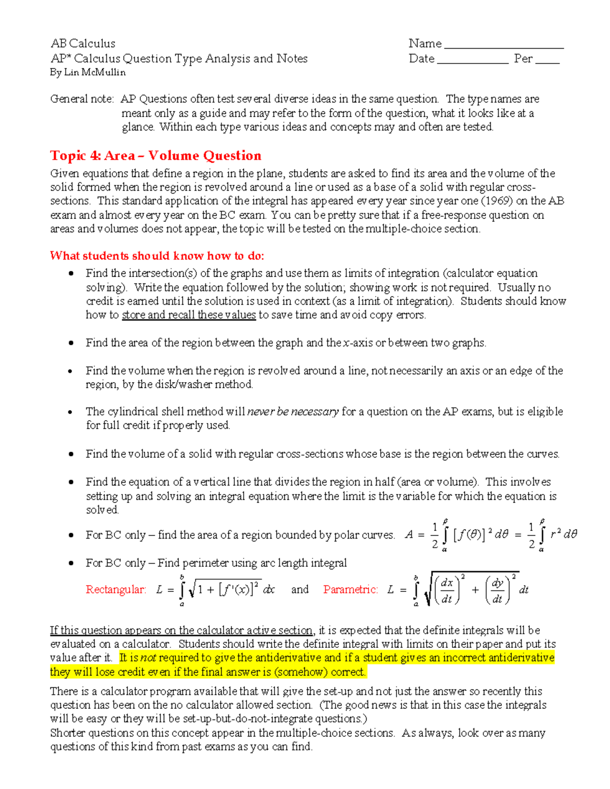 AP+Type+Questions+4 Area+and+Volume - AB Calculus Name ...