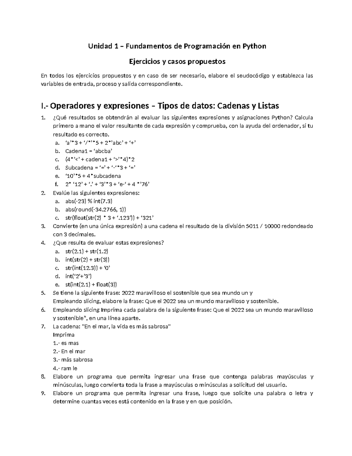 01-022 1 - Unidad 1 – Fundamentos de Programación en Python Ejercicios ...