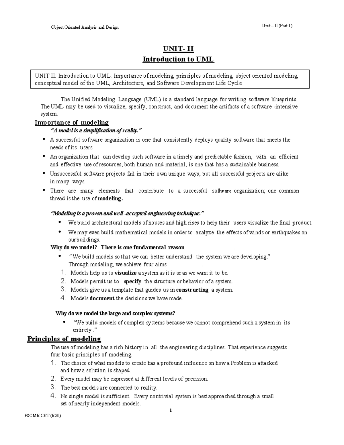 OOAD - Unit 2 Part 1 Introductio to UML - Object Oriented Analysis and ...