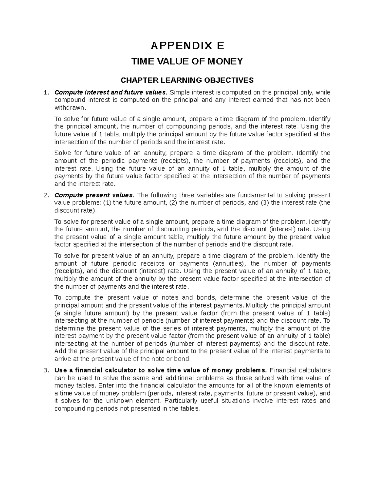Weygandt Fin 4e TB APP E - asdf - APPENDIX E TIME VALUE OF MONEY CHAPTER LEARNING OBJECTIVES ...