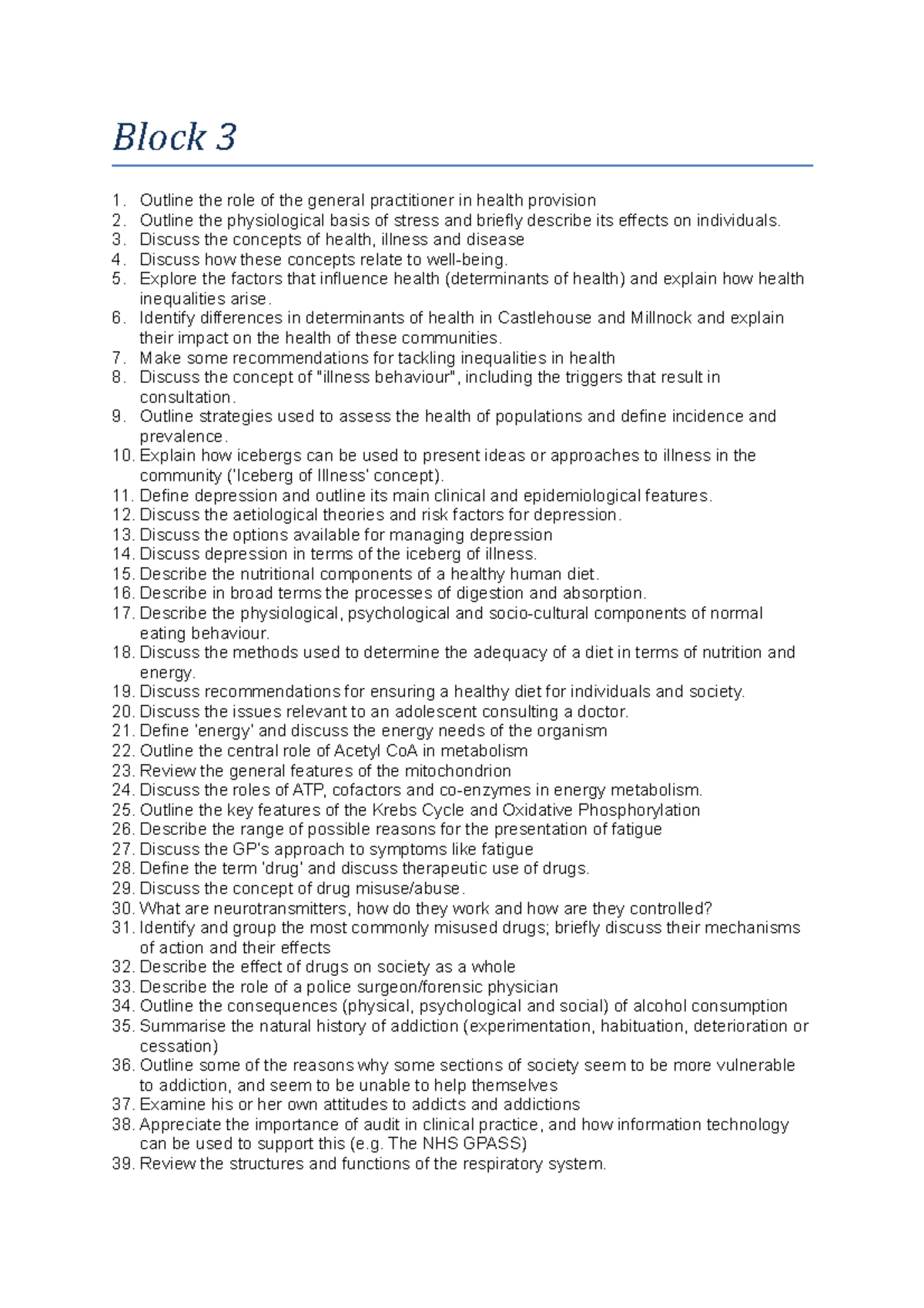 Block 3 Summary - Block 3 Outline the role of the general practitioner ...
