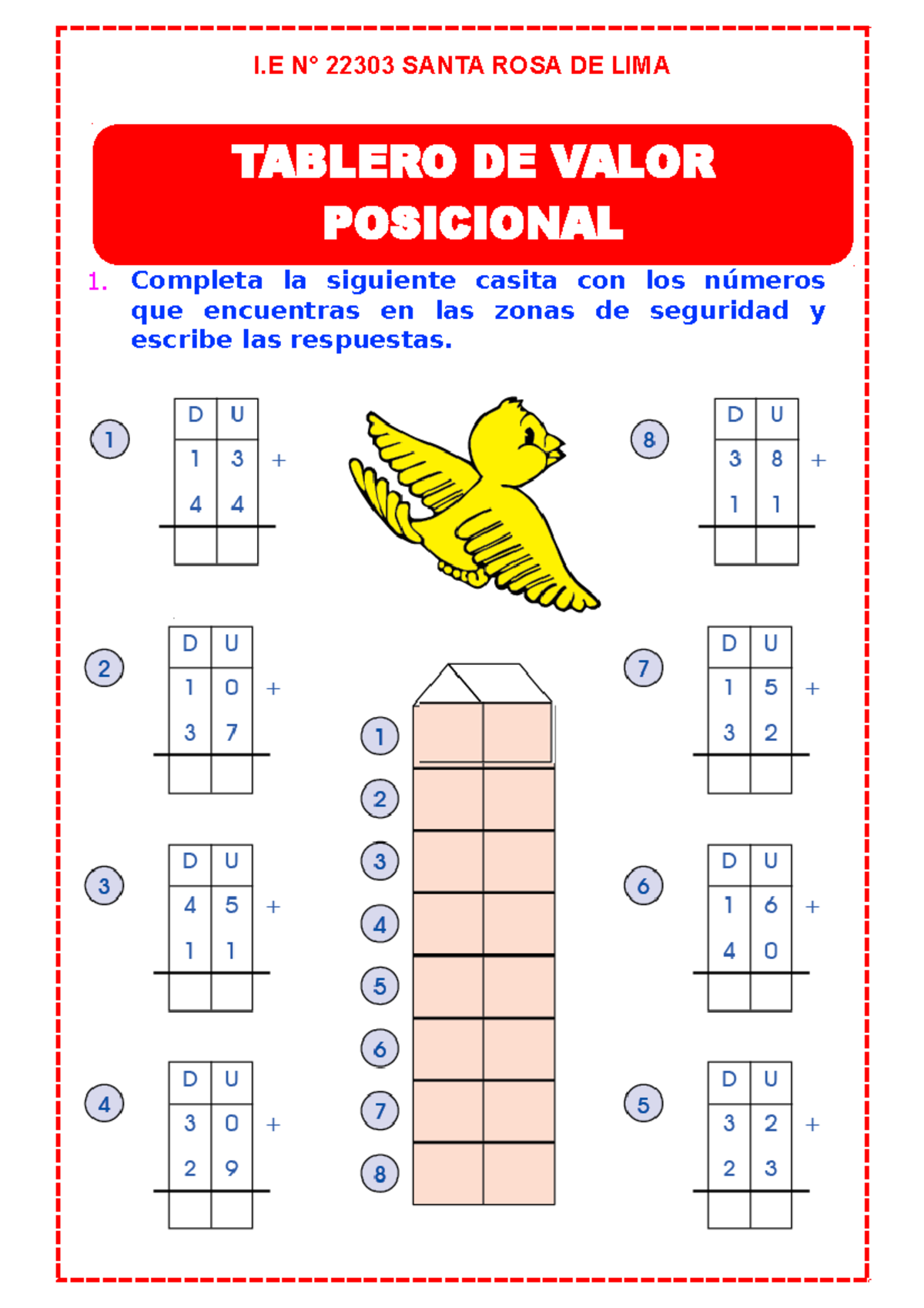 Tablero de Valor Posicional hasta la Decena para Primer Grado de ...