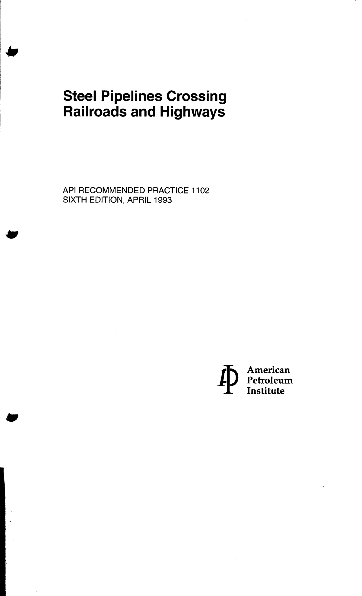 Api 1102 pipelines crossing railroad highways - Materiales para ...