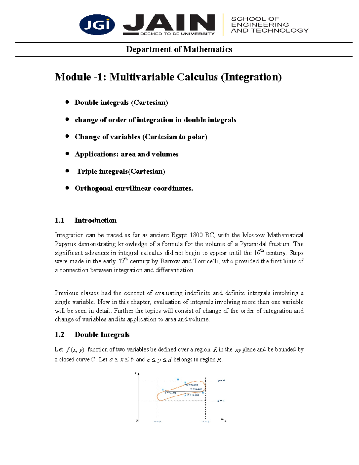 Module -1- Multivariable Calculus (Integration) - Module -1: Multivariable Calculus (Integration ...