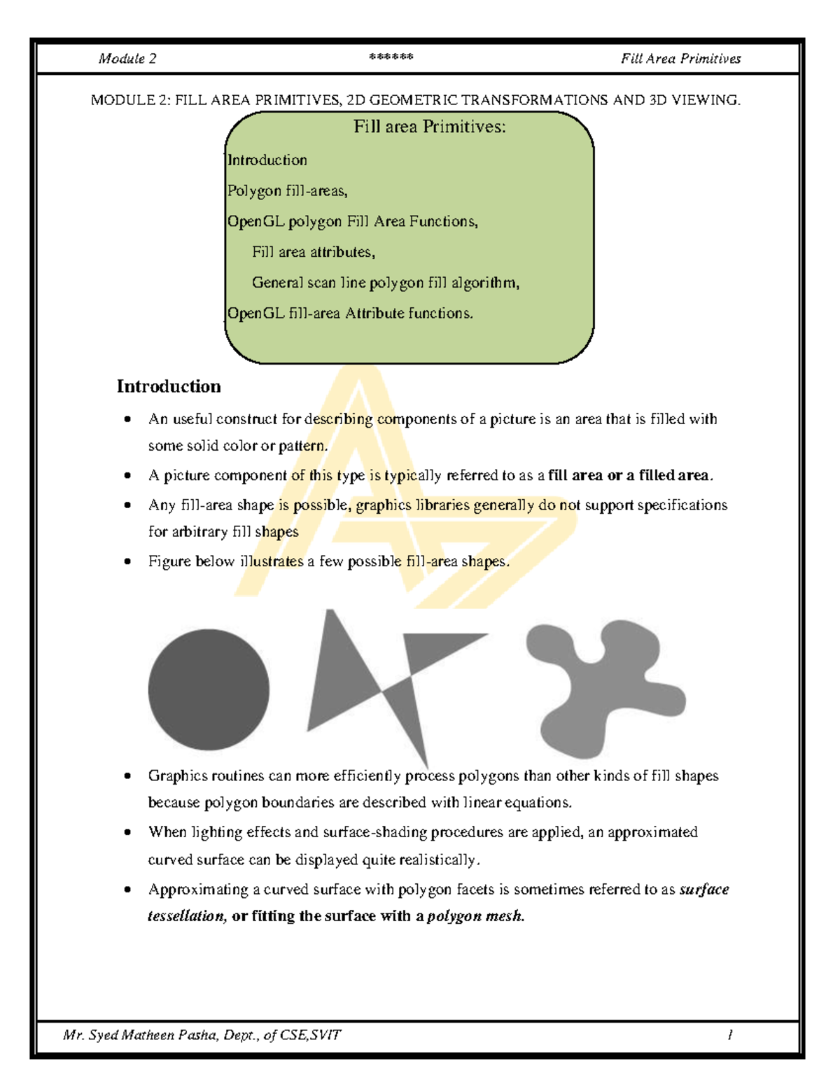 CG Mod2@Az Documents - Computer graphics - MODULE 2: FILL AREA PRIMITIVES, 2D GEOMETRIC - Studocu