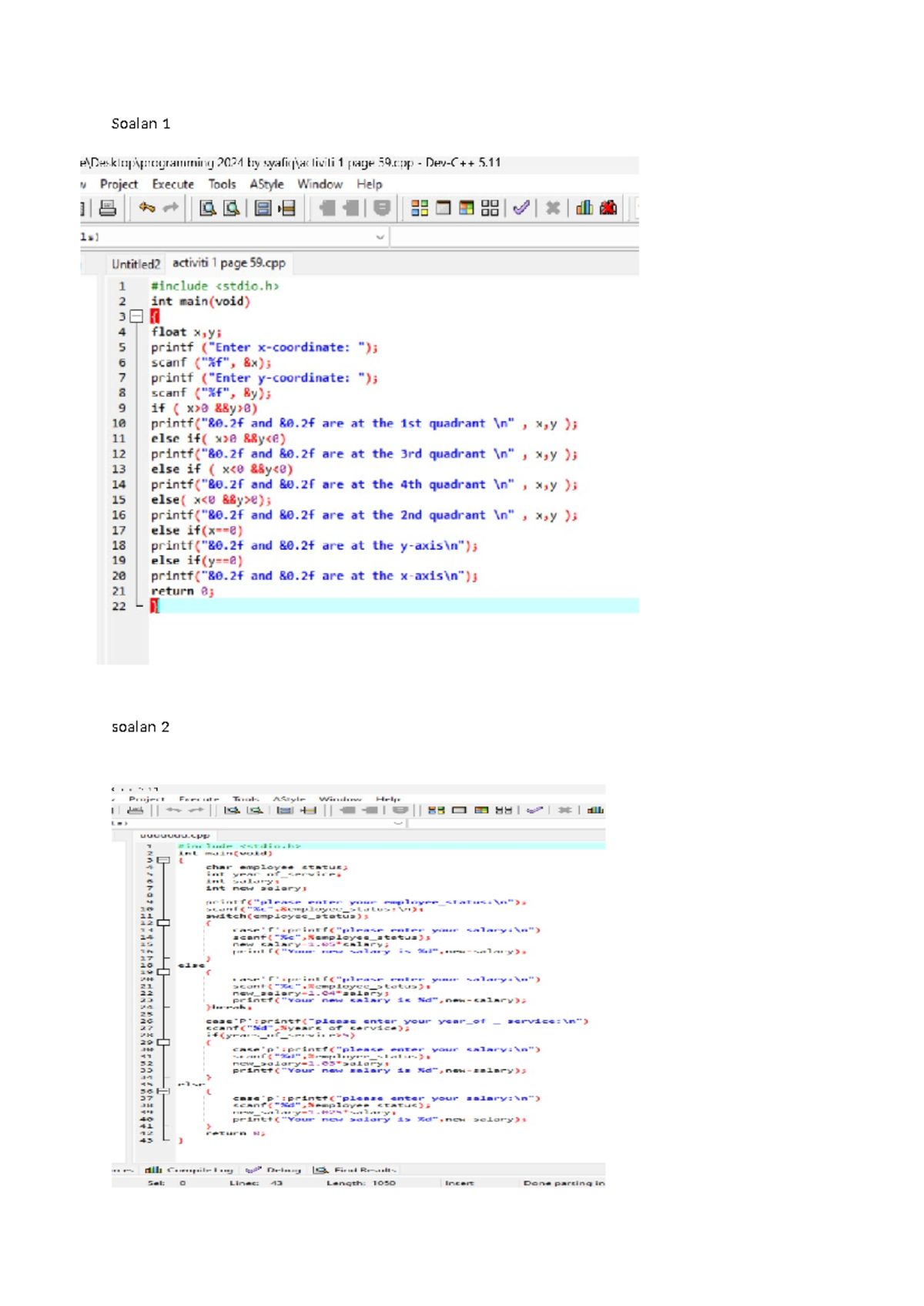 Programming - Mechanical Engineering - Soalan soalan - Studocu