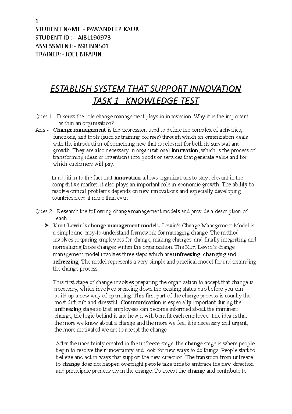 Establish system 1.1 copy - STUDENT NAME:- PAWANDEEP KAUR STUDENT ID ...