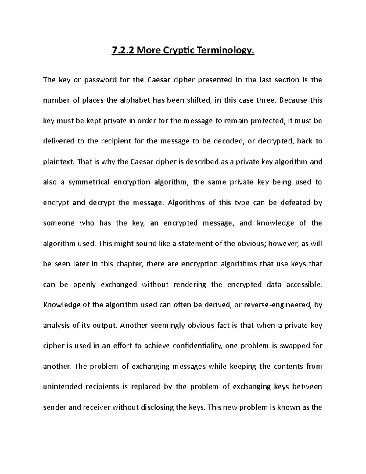 More Cryptic Terminology - 7.2 More Cryptic Terminology. The key or ...