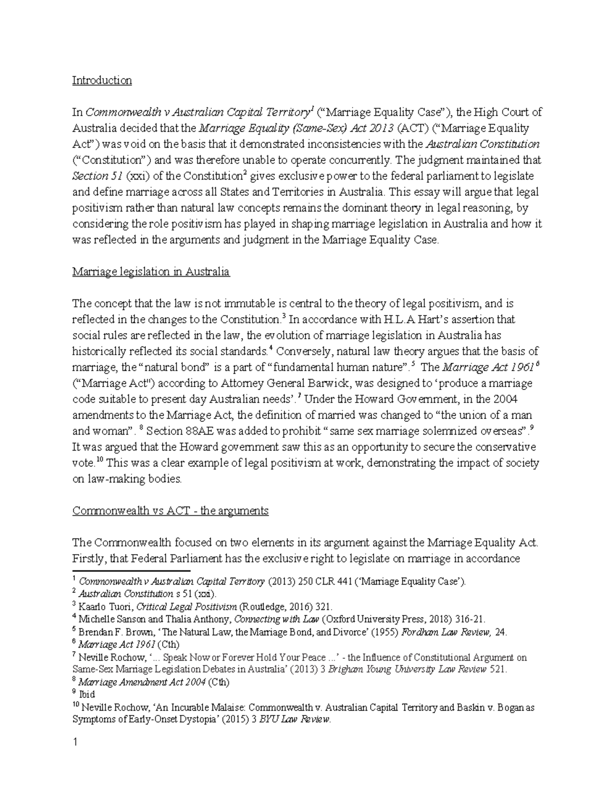 Assignment 1 - Final - Essay - Introduction In Commonwealth v ...