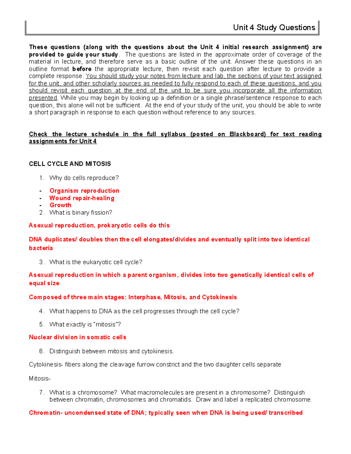 Unit 4 Study Questions - Professor Wong - These questions (along with ...