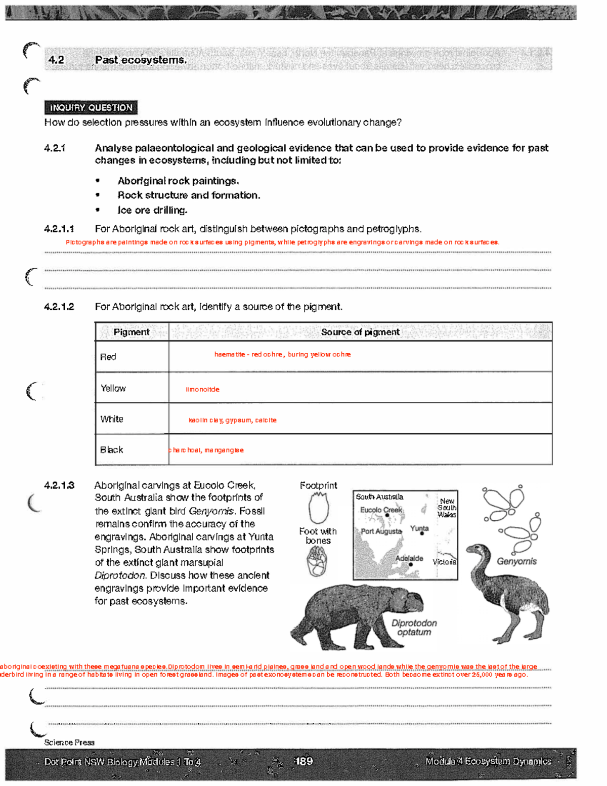Past Ecosystems Questions - r r ( ( 4. Past ecosystems. INQUIRY ...