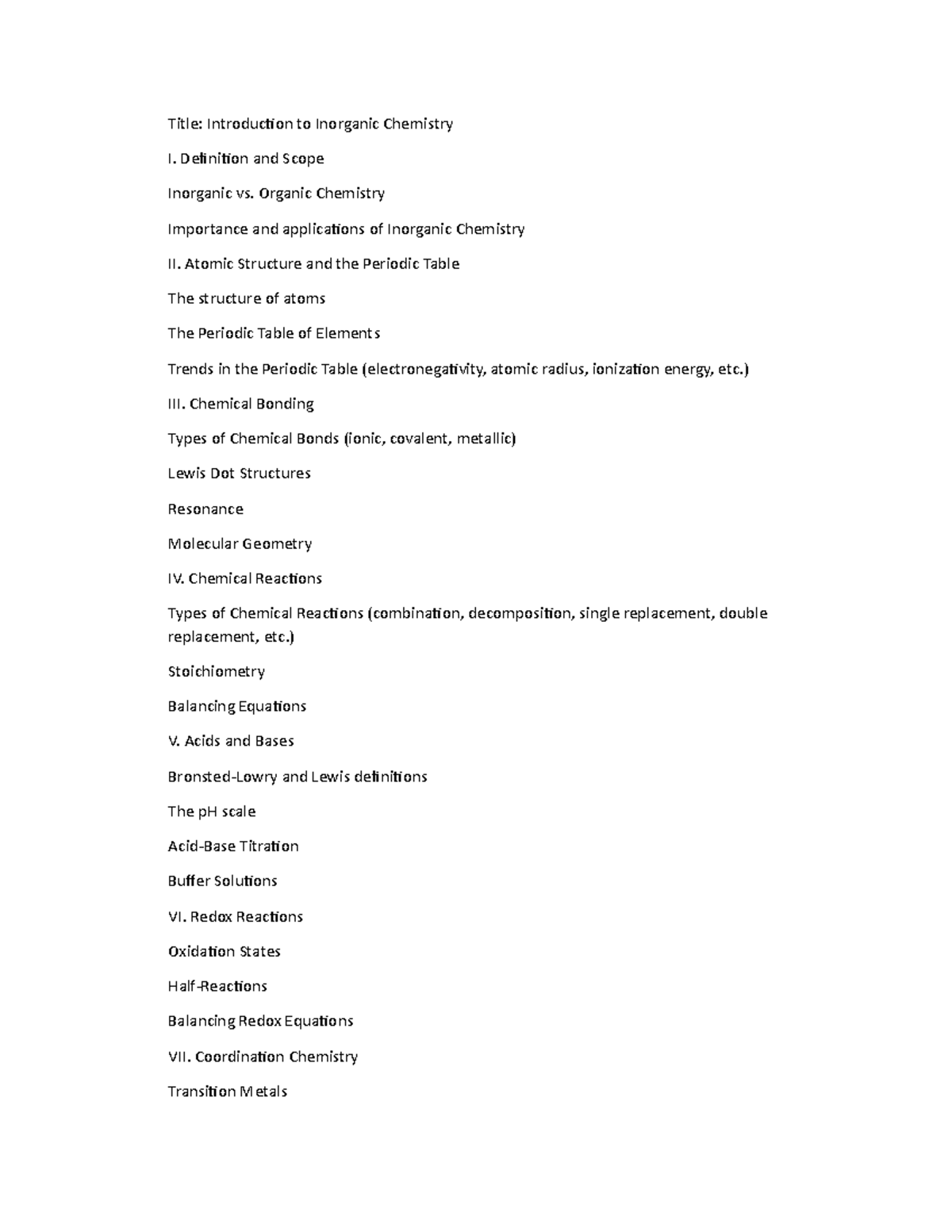 Inorganic Chemistry - Definition and Scope Inorganic vs. Organic ...