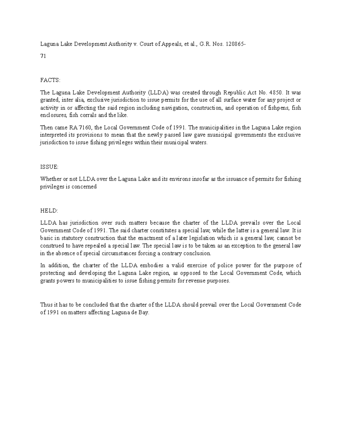 42. Laguna Lake Development Authority v. Court of Appeals, et al ...