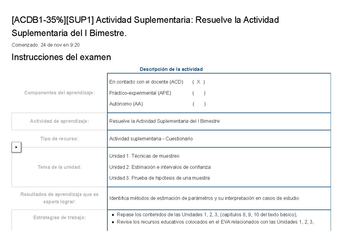 Examen [ACDB 1-35%][SUP 1] Actividad Suplementaria Resuelve la Actividad Suplementaria del I ...