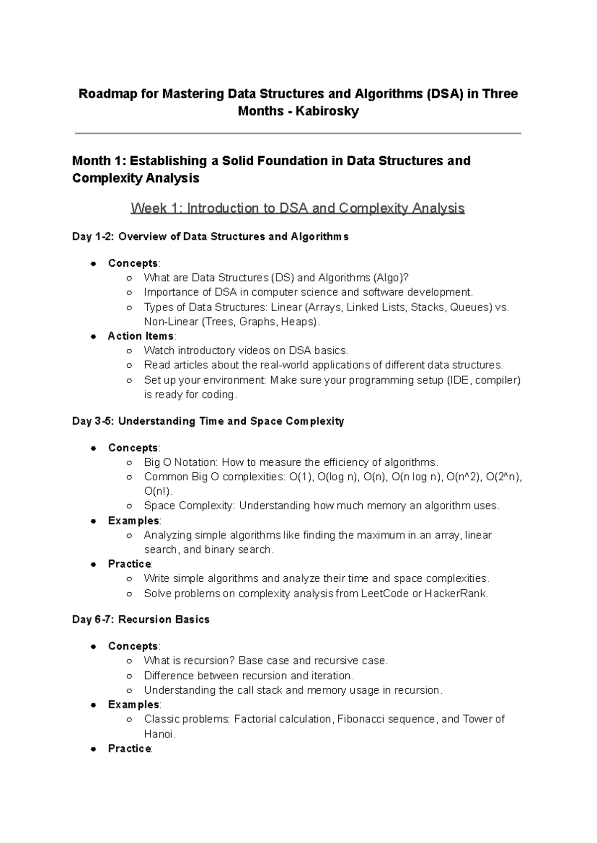 Roadmap For Mastering Data Structures And Algorithms Dsa In Three Months Kabirosky Types