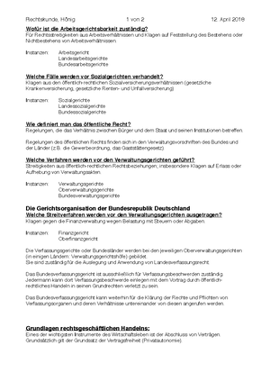 Zusammenfassung Rechtskunde - B. das Grundgesetz, die ...