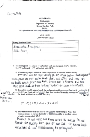 CHEM3810 CH11 - Worksheet CH11 - / Co ,eei 1l\ &\ \ CHEM3810- Fall 2021 ...