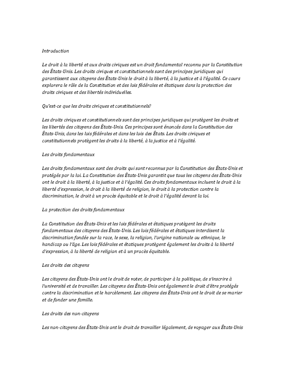 Civil Rights and Constitutional Law Study Notes - Introduction Le droit ...