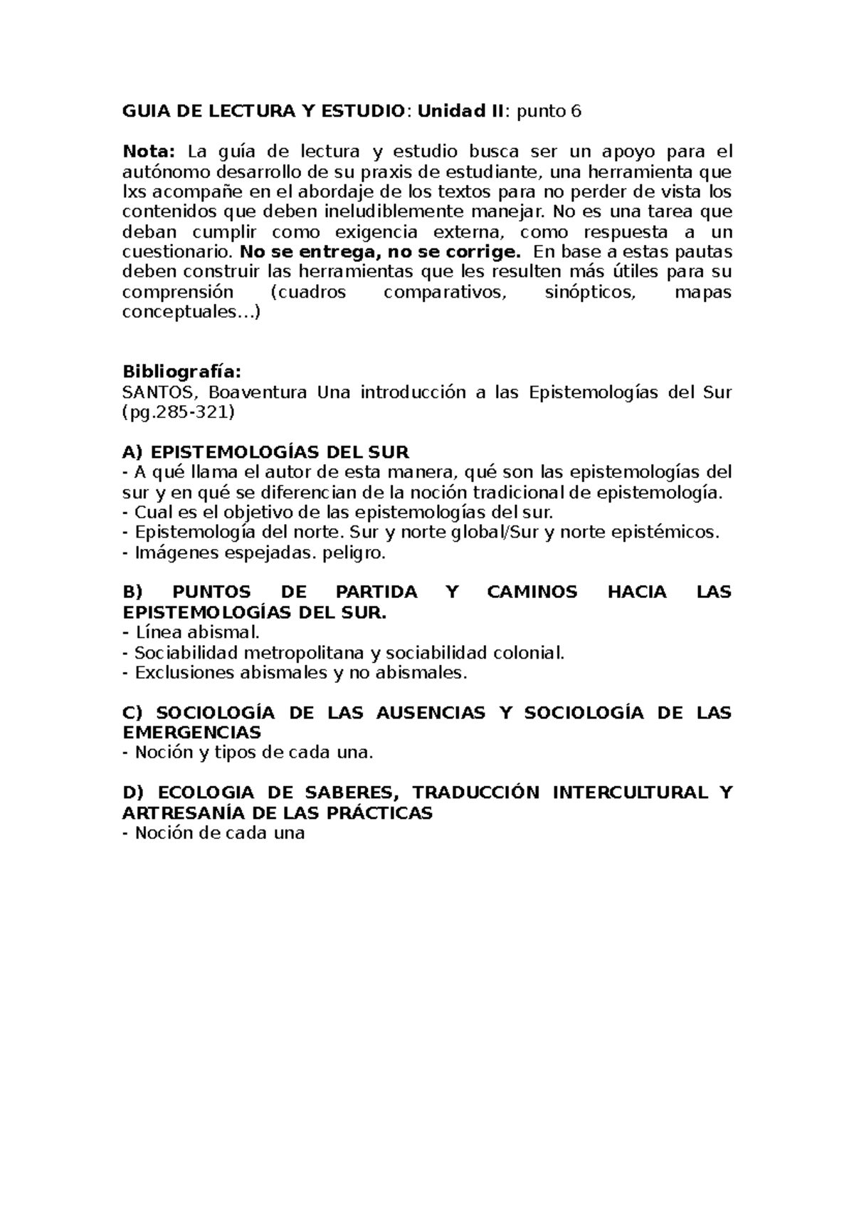 GUIA DE Lectura Unidad 2 punto 6-1 - GUIA DE LECTURA Y ESTUDIO: Unidad II: punto 6 Nota: La guía ...