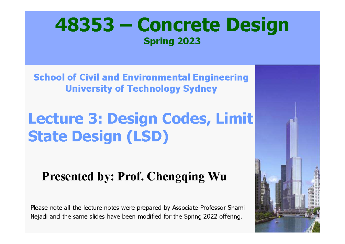 Lecture 3 Slides - 48353 – Concrete Design Spring 2023 Lecture 3 ...