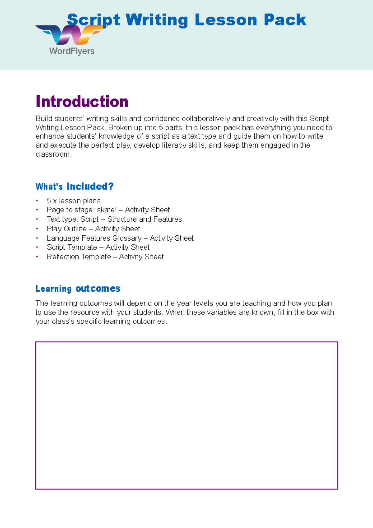 Write Your Own Script - Script Writing Lesson Pack Introduction Build ...