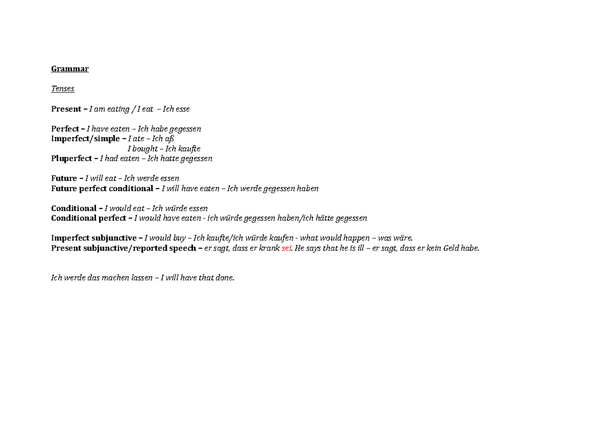 Grammar - Grammar Tenses Present – I am eating / I eat – Ich esse ...