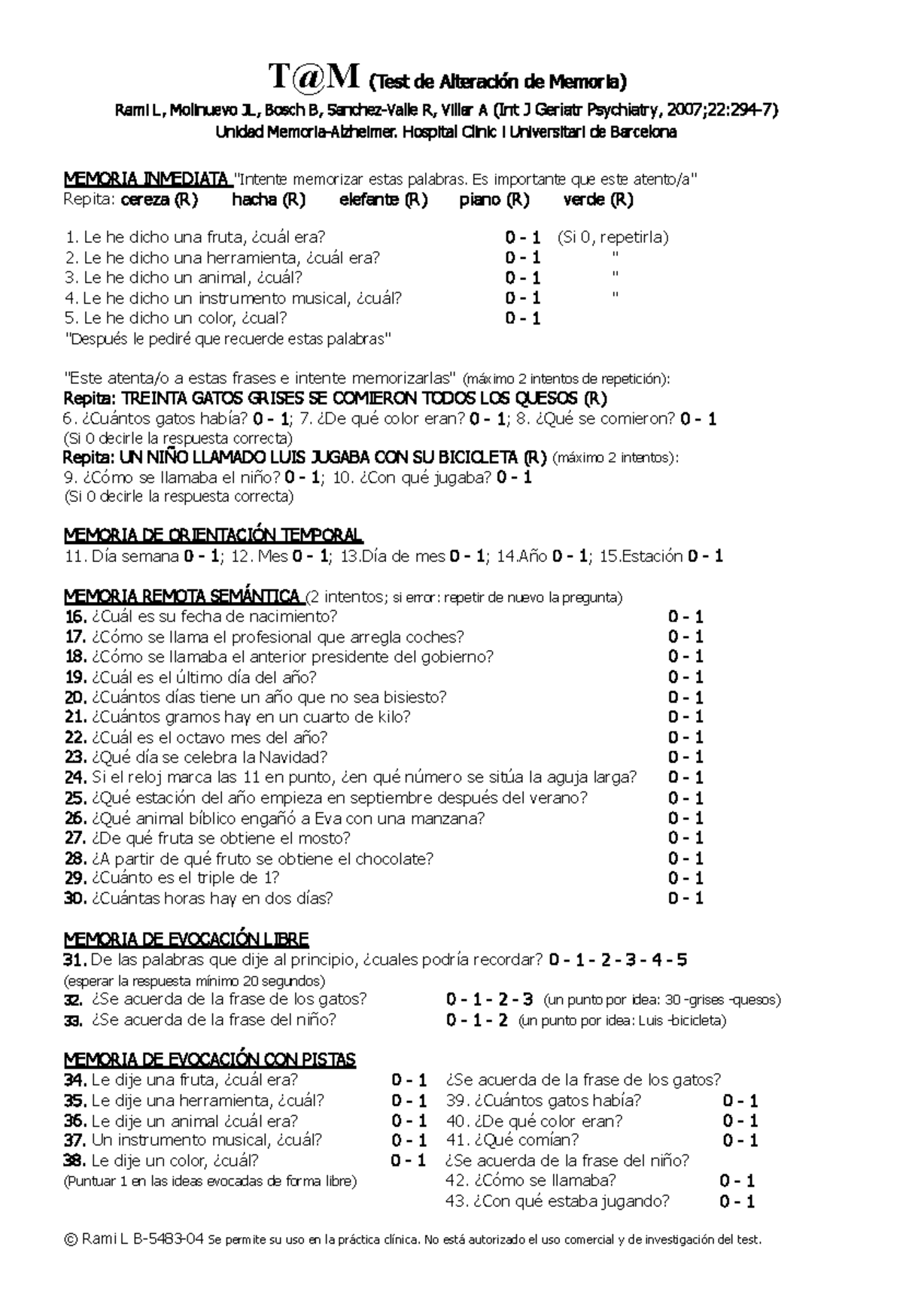 TAM - Documento apto para evaluación Infanto juvenil - T@M (Test de ...