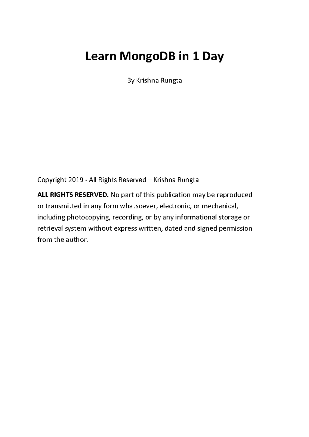 Mongodb preview - Notes - Learn MongoDB in 1 Day By Krishna Rungta ...